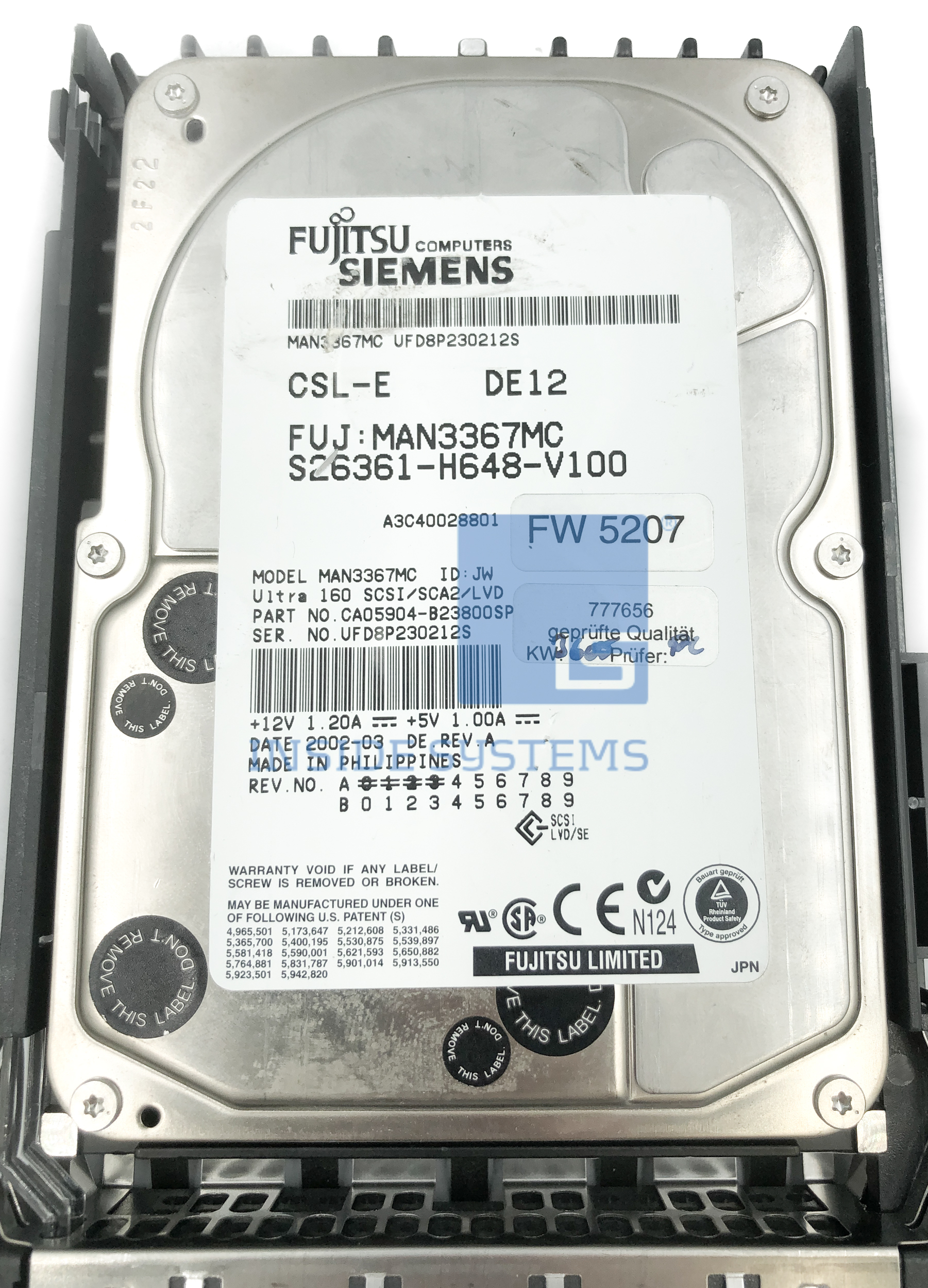 A3C40029919 - Fujitsu 36GB 10K U160 SCSI 3.5" HDD | Inside Systems A/S