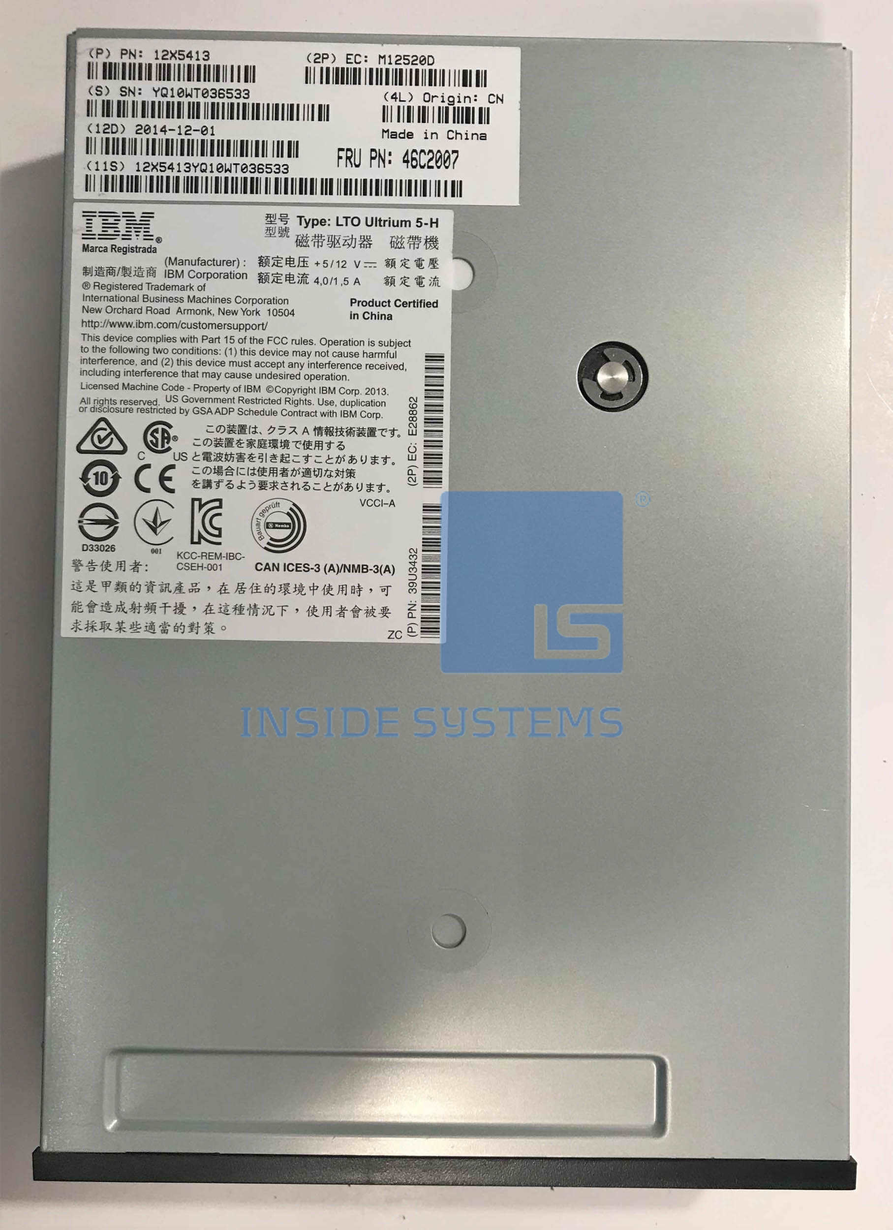 5638 - LTO5 1.5TB/3.0TB SAS Tape Drive HH | Inside Systems A/S