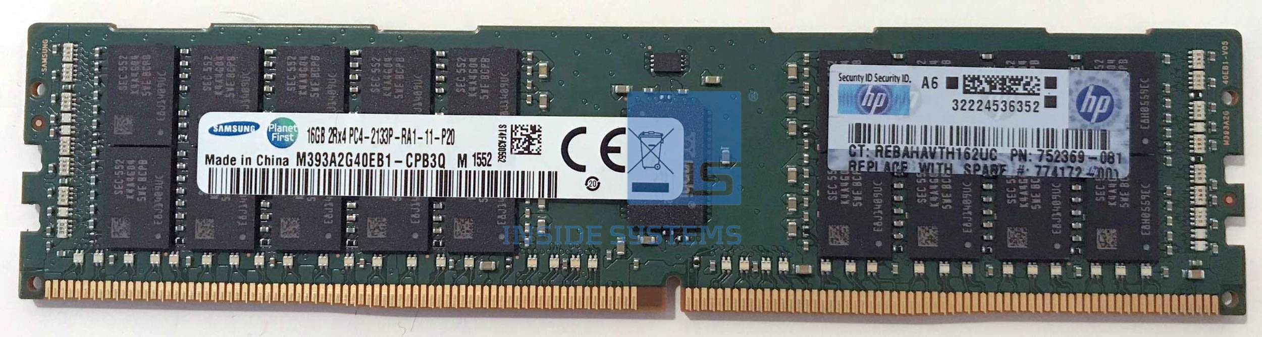 774172-001 - HP 16GB Dual Rank x4 DDR4-2133 CAS-15-15 | Inside Systems A/S