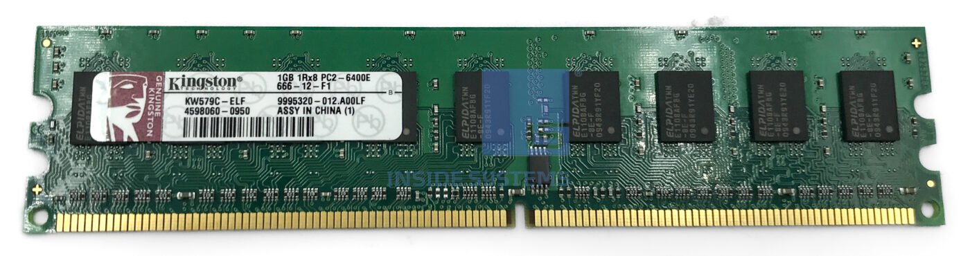 KW579C-ELF - 1GB PC2-6400E 800MHz CL5 UDIMM | Inside Systems A/S