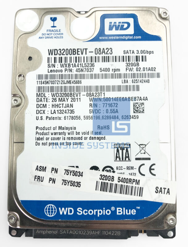 WD3200BEVT - 320GB 2.5 SATA HDD | Inside Systems A/S