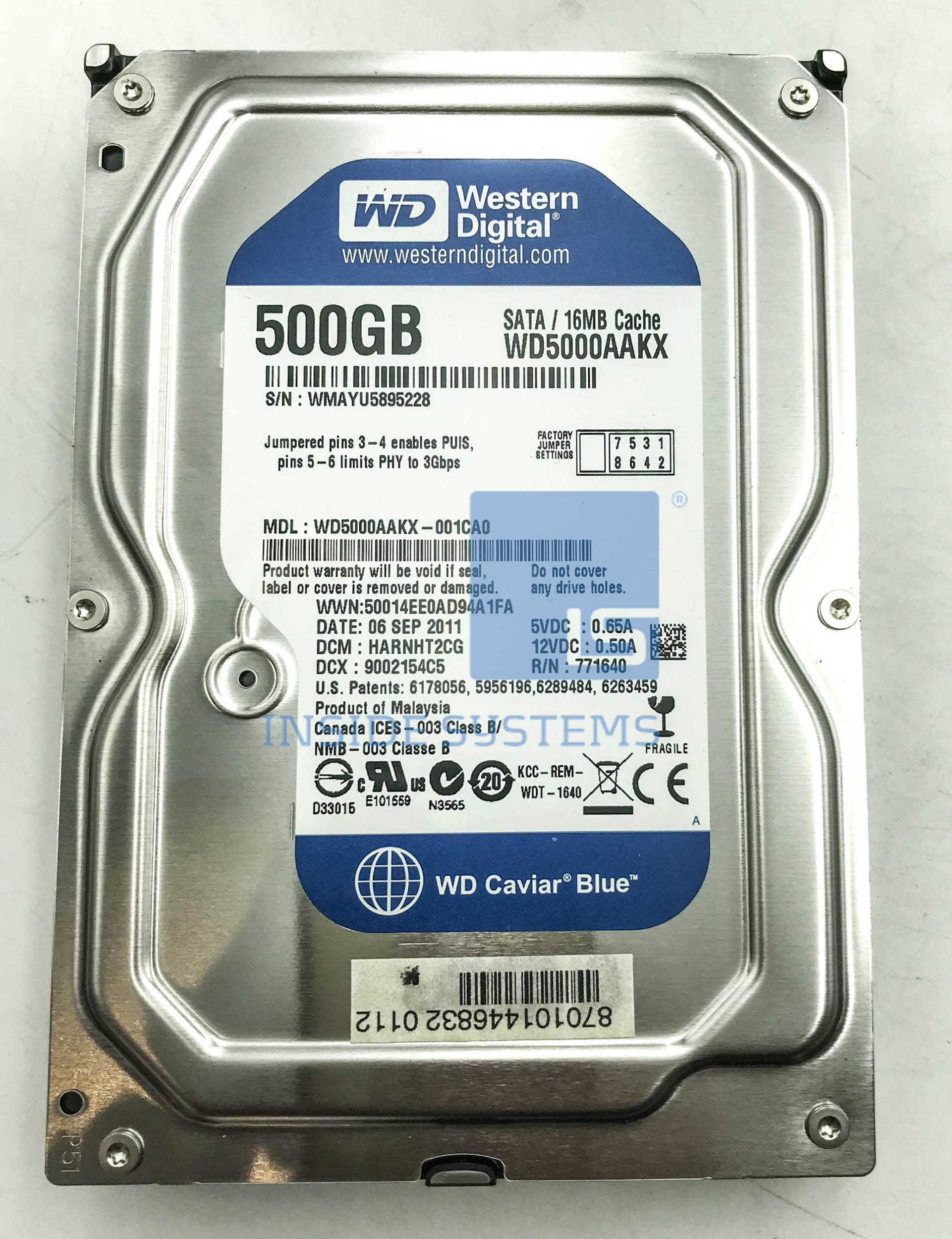WD5000AAKX - 500GB 7.2K RPM 16MB CACHE 3.5" HDD | Inside Systems A/S