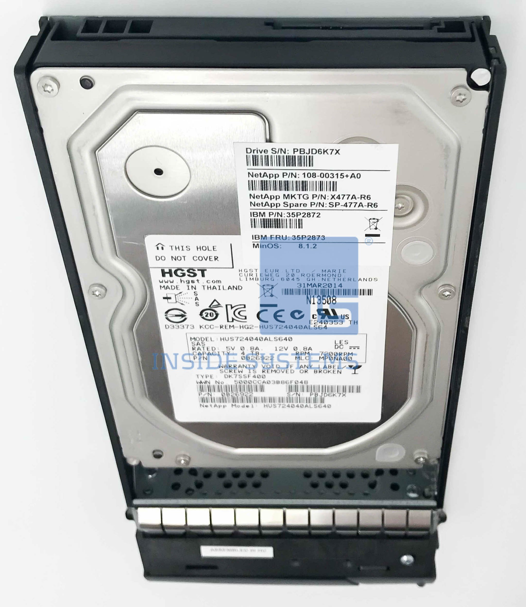 X477A-R6 - NetApp 4TB 7.2K 6G SAS 3.5" HDD | Inside Systems A/S