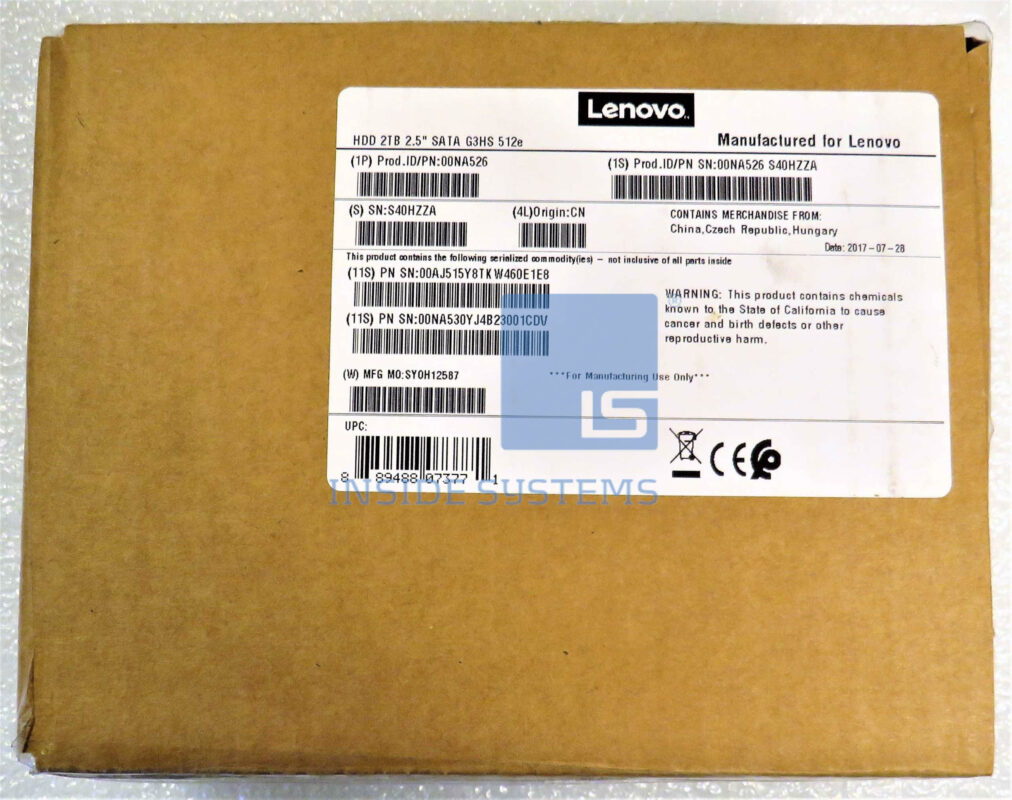 00NA526-02 - 2TB 2,5" 7.2K 6GB NL SATA G3HS HDD | Inside Systems A/S
